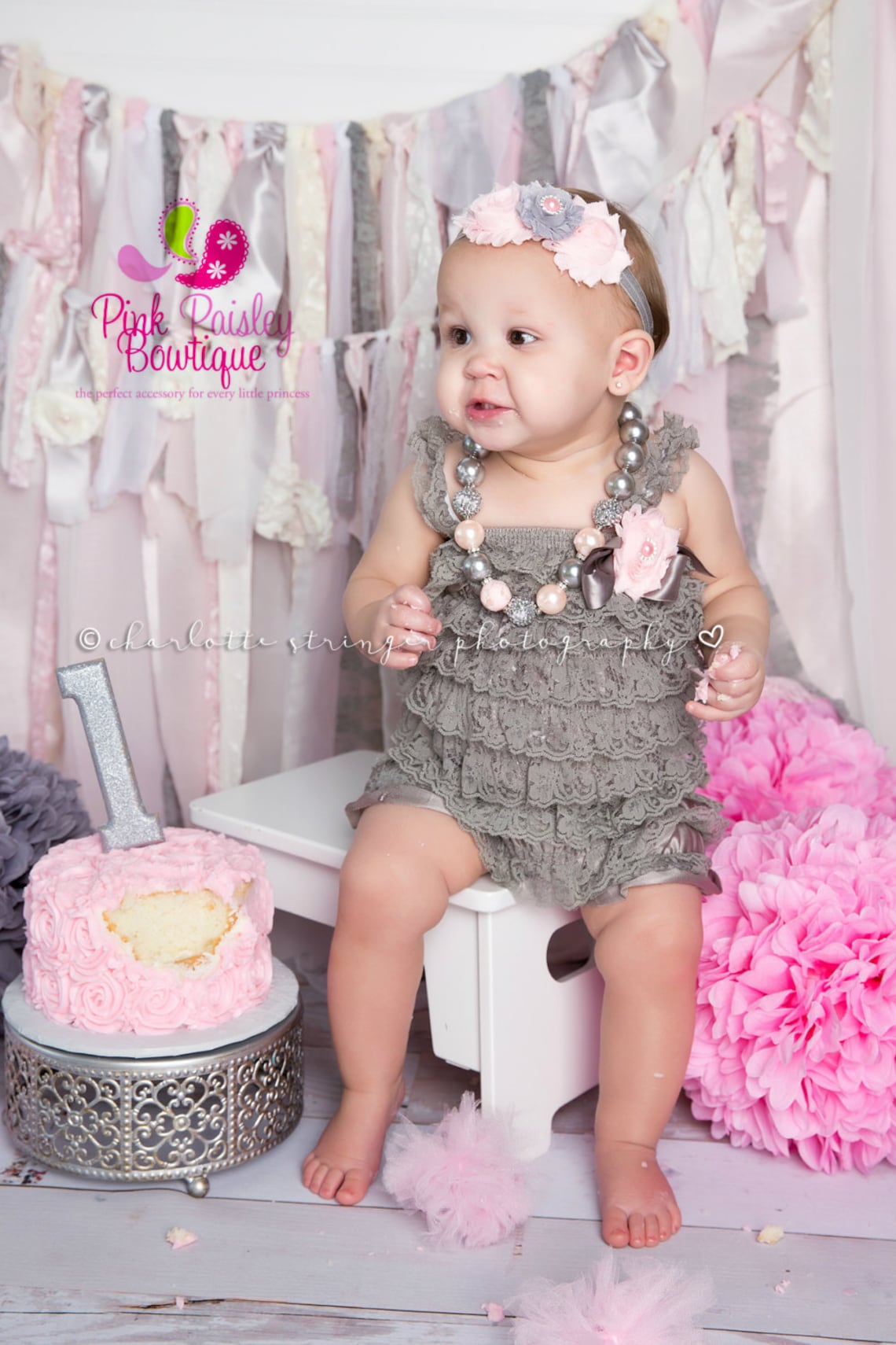 Cake Smash Outfit Baby Girl 1st Birthday Outfit Gray & - Etsy