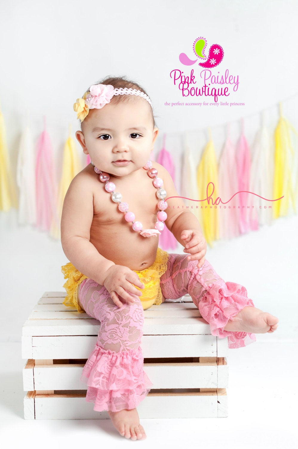 2 3 or 4 PC Set Baby Headband Necklace & Bloomer set | Etsy