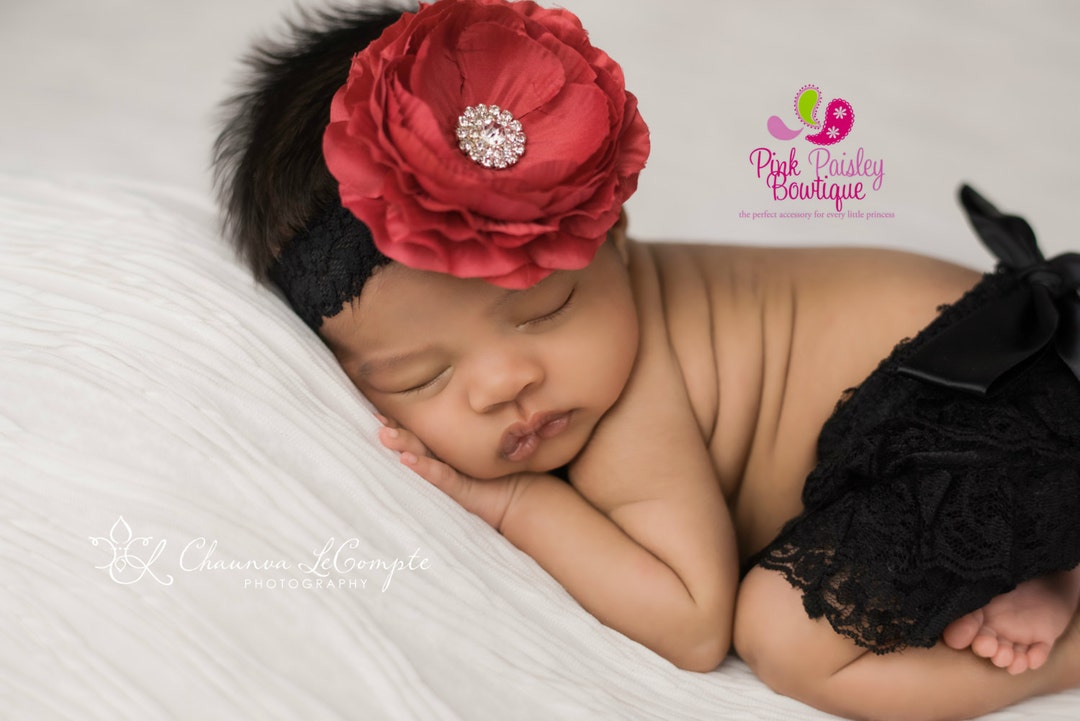 Lace Baby Bloomer Set: Newborn Photo Prop With Silk Bow Headband - Etsy