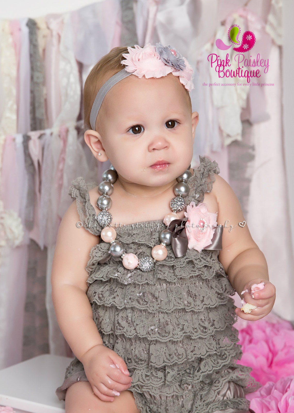 Cake Smash Outfit Baby Girl 1st Birthday Outfit Gray & - Etsy