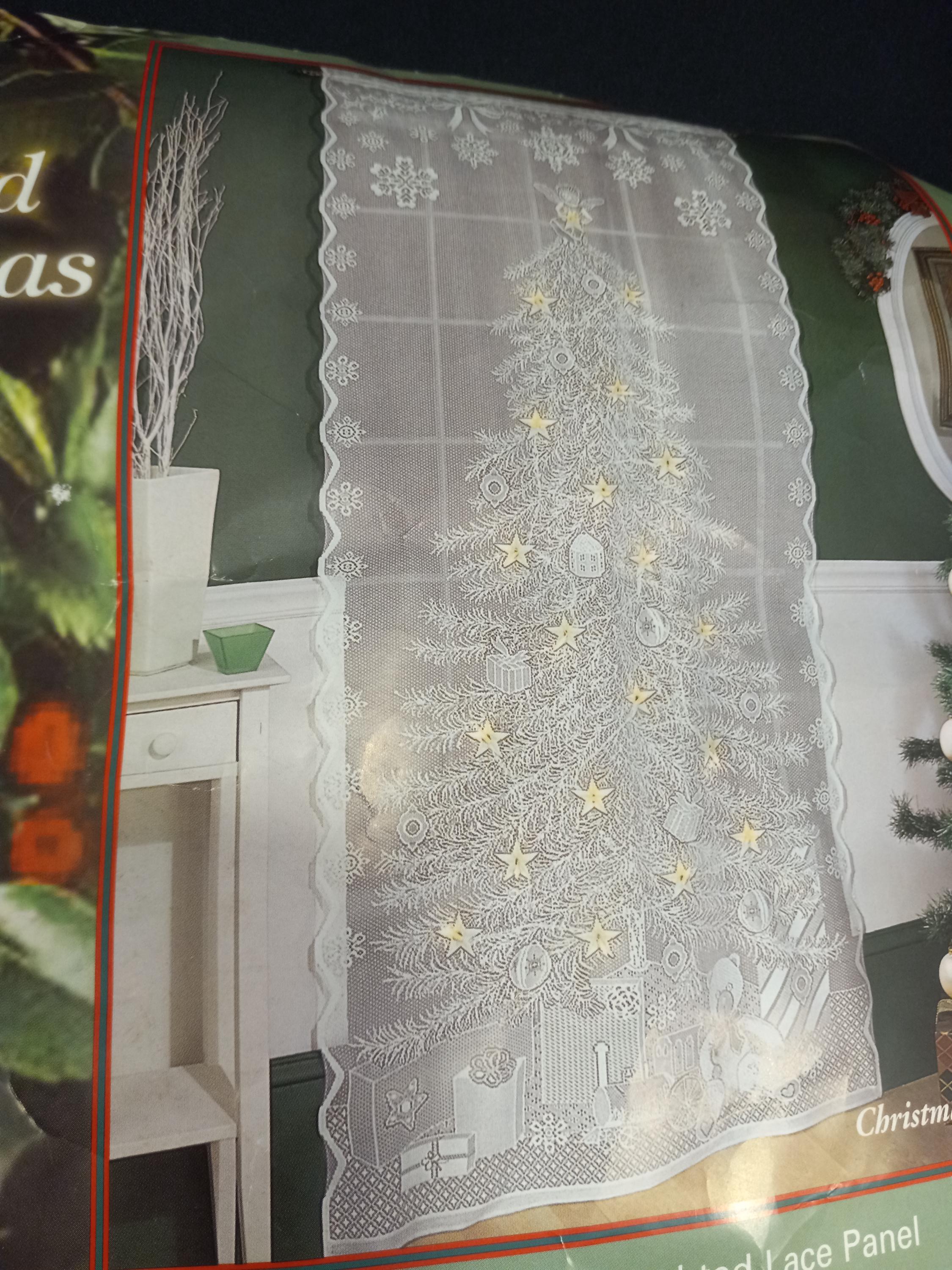 Quaker Lace White Christmas Lighted Tree Panel 40 by 84 USA - Etsy