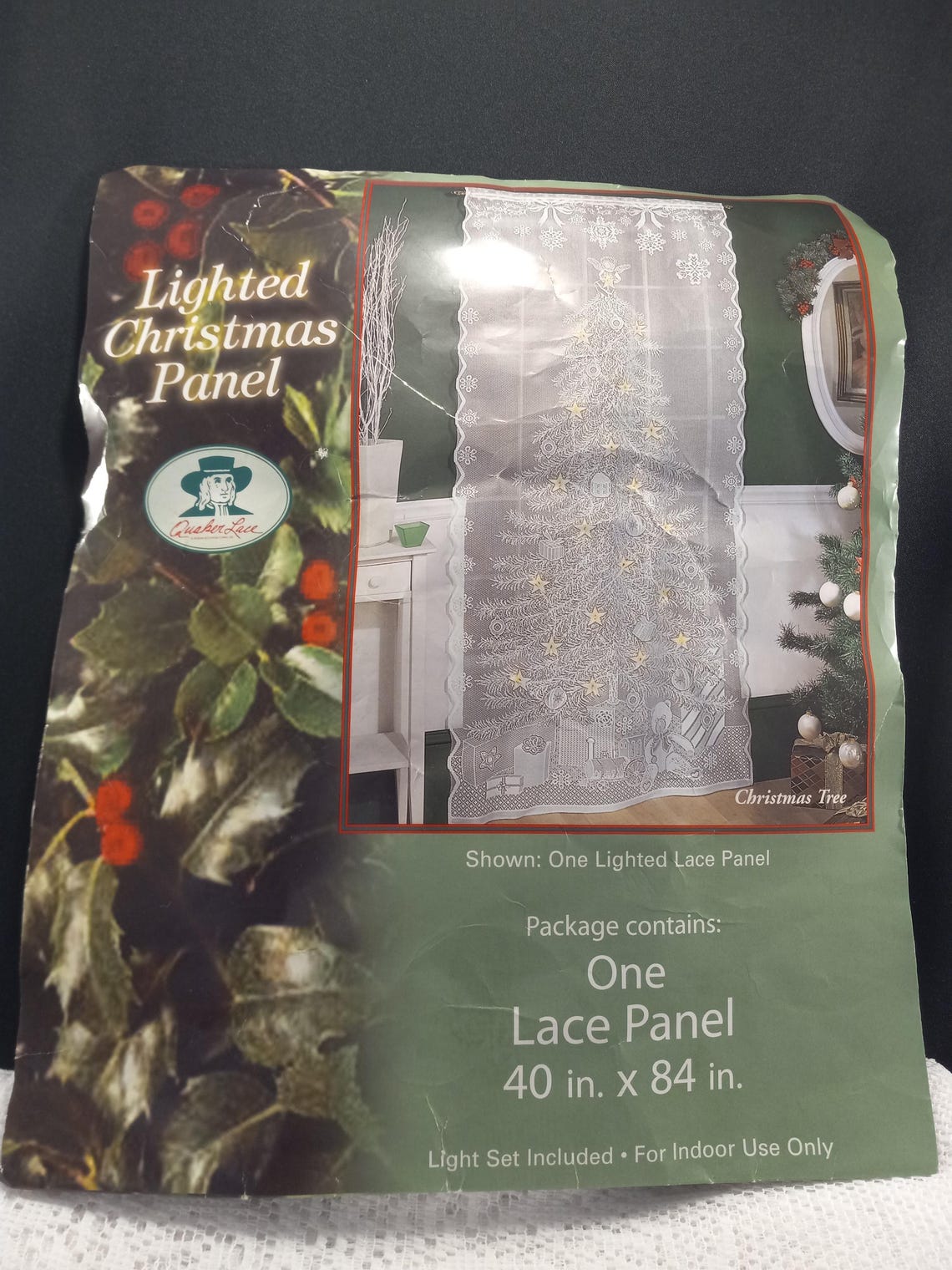 Quaker Lace White Christmas Lighted Tree Panel 40 by 84 USA - Etsy