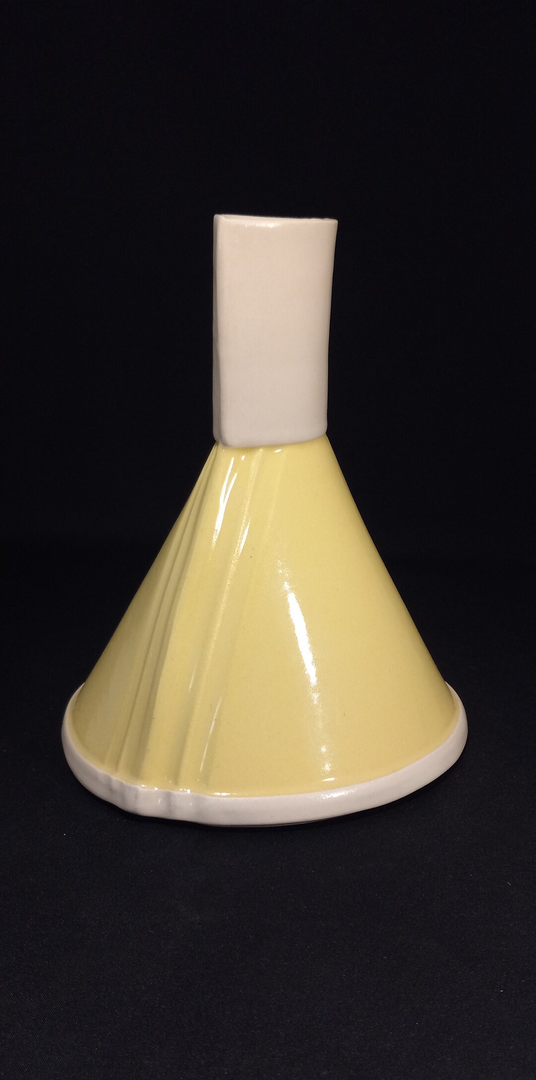 Studio Pottery Vase Yellow Unique Shape Signed - Etsy