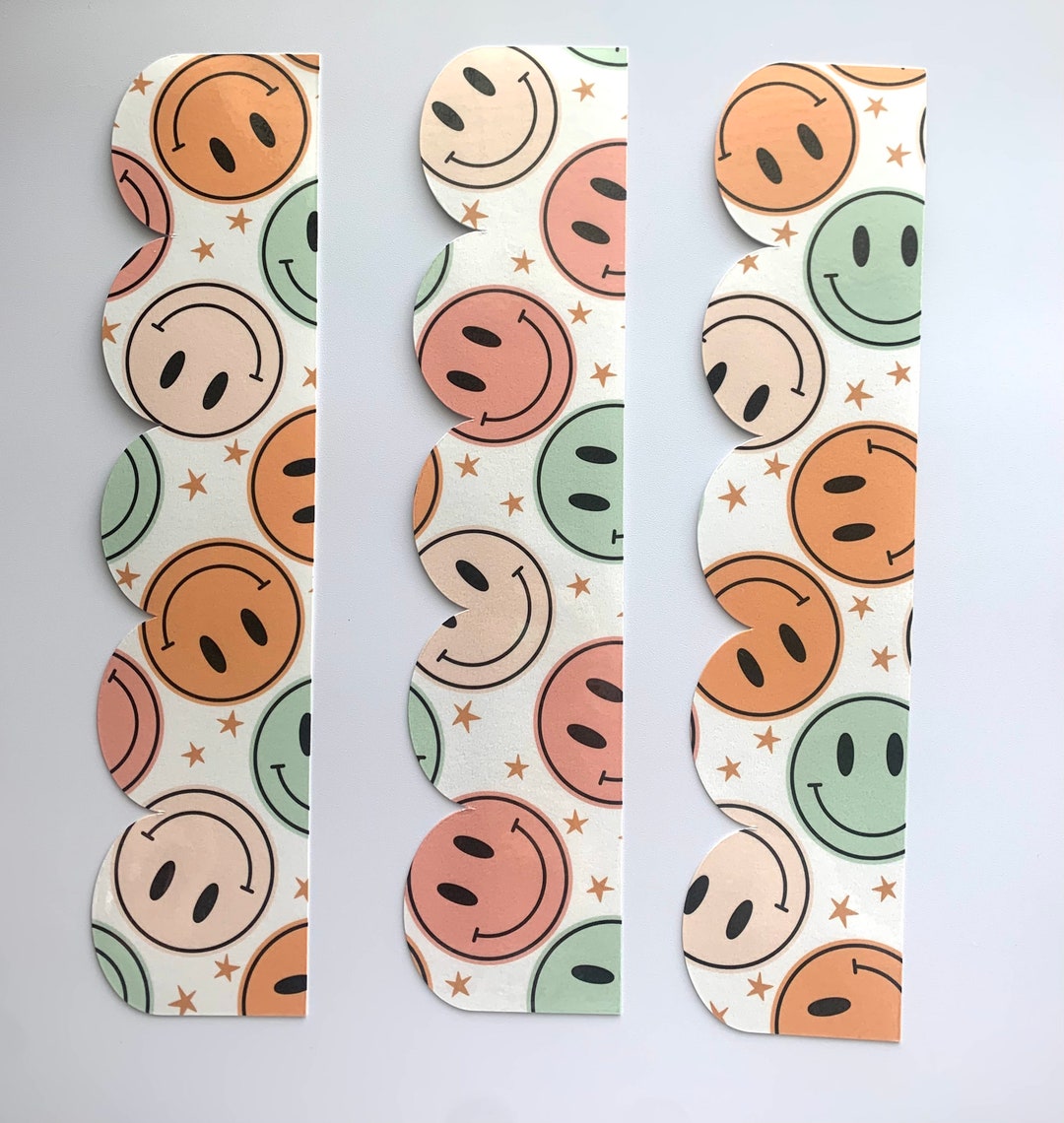 Smiley Face Border (white Background) - Printed and Cut for You! - Etsy