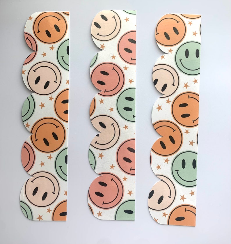 Smiley Face Border (white Background) - Printed and Cut for You! - Etsy
