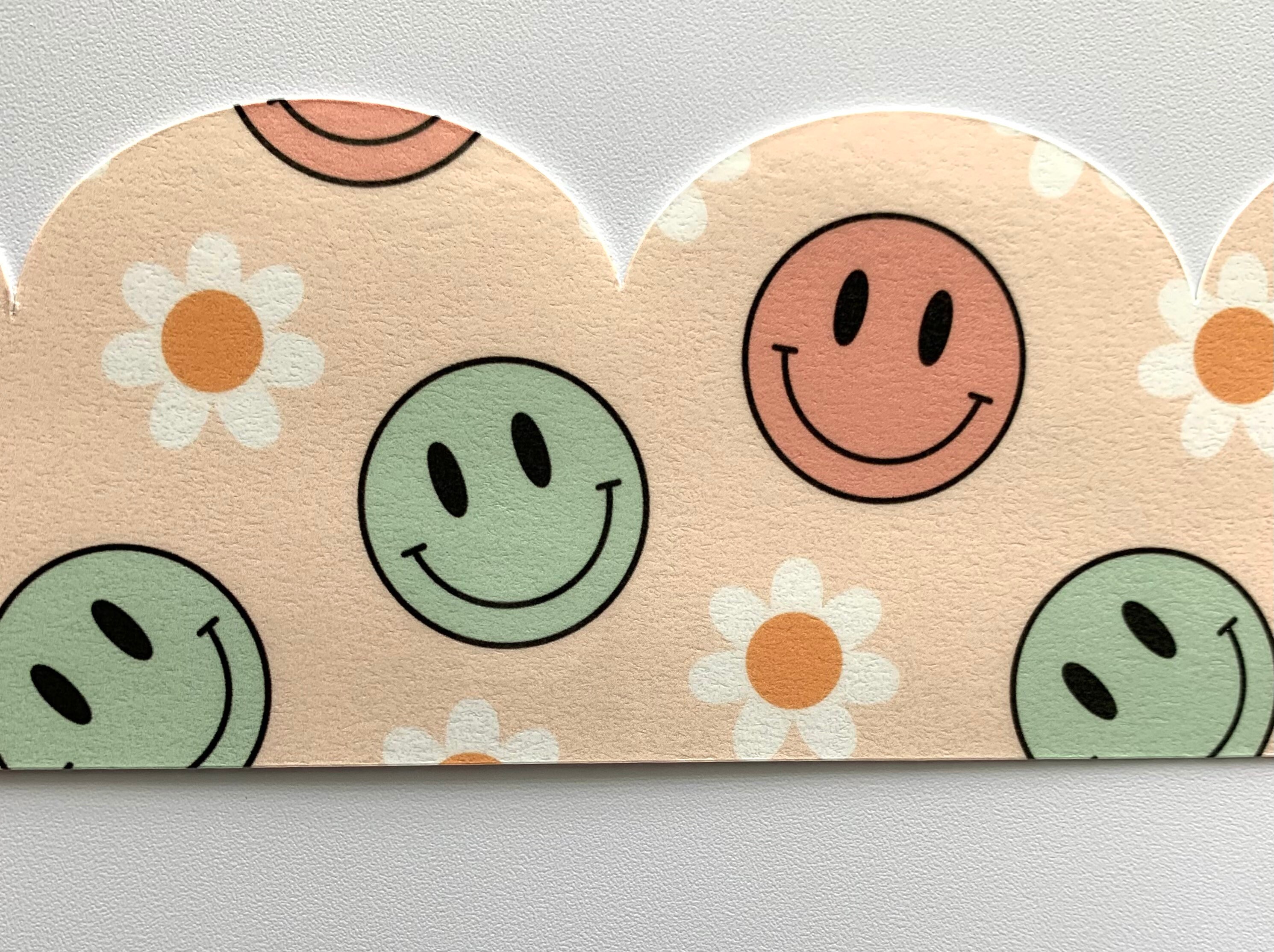 Smiley Face/flower Border light Pink Background Printed and Cut for You ...