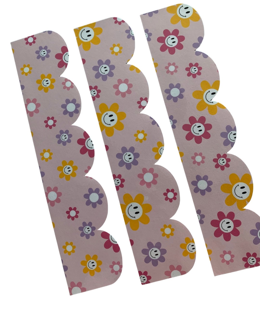 NEW Light Pink Smiley Face Flowers Border Printed and Cut for You - Etsy