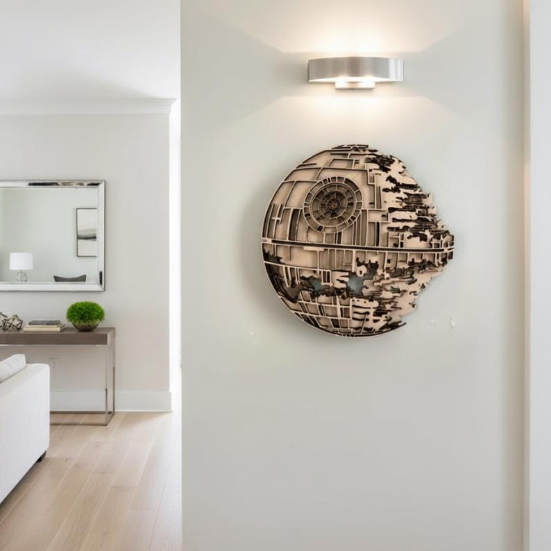 Death Star 5 Layer Laser Cut File | 3D Star Wars Wall Art Vector ...