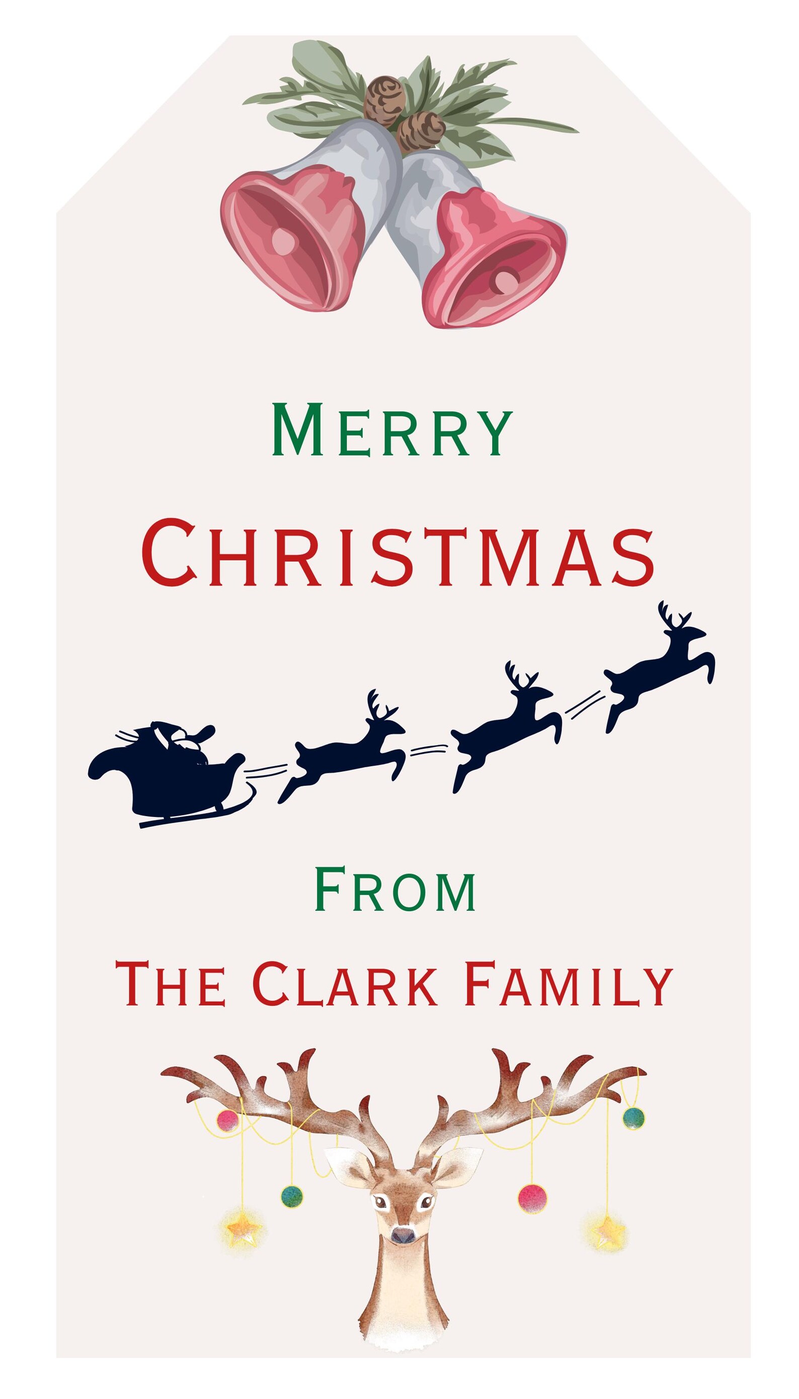 Deer Christmas Gift Tag | Printable Holiday Tag Template | Editable ...