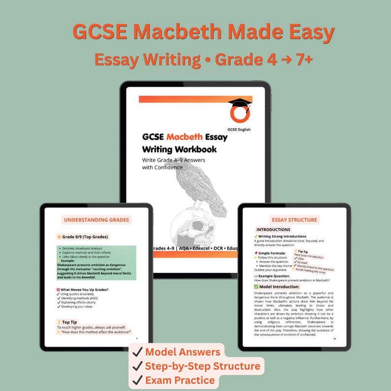 GCSE Macbeth Essay Writing Workbook - Etsy UK