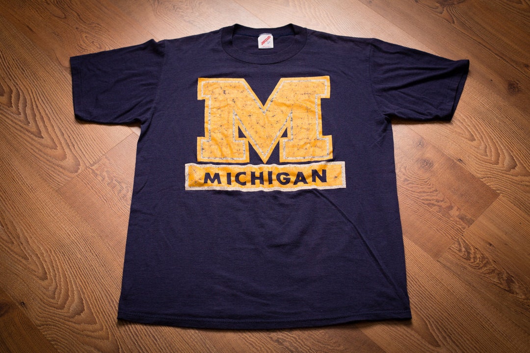 Michigan Wolverines T-shirt, M Logo, College University, Vintage 1980s ...