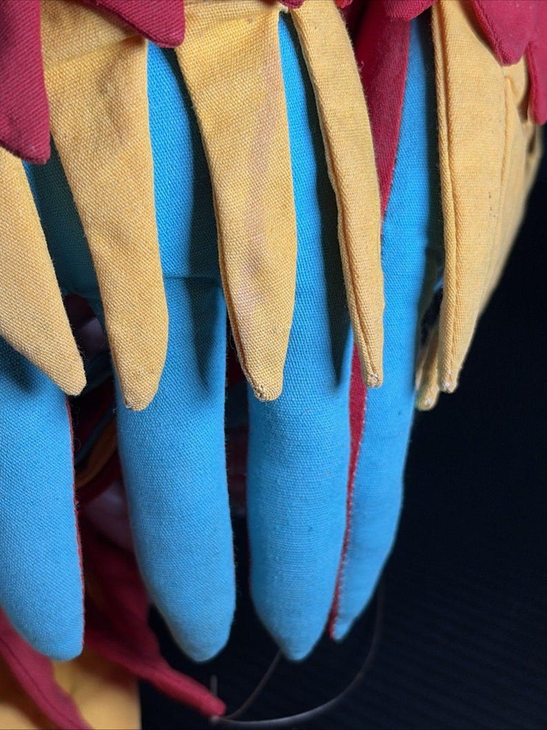 Vtg Red Parrot Birds of Paradise 18" Plush Bird Hanging Tiki ...