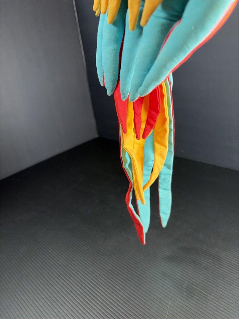 Vtg Red Parrot Birds of Paradise 18" Plush Bird Hanging Tiki ...