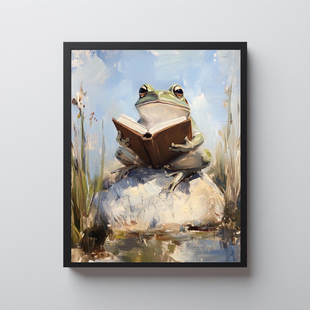 Moody Cottagecore Frog by Pond - Rustic Frog Print, Cozy Frog Art ...