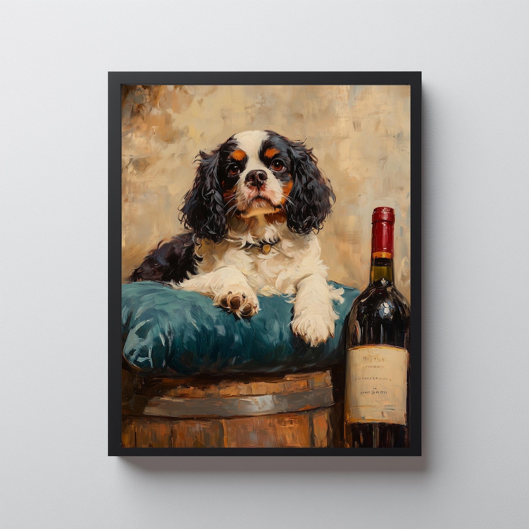 Regal Spaniel Portrait Printable - Tricolor Cavalier King Charles, Teal ...