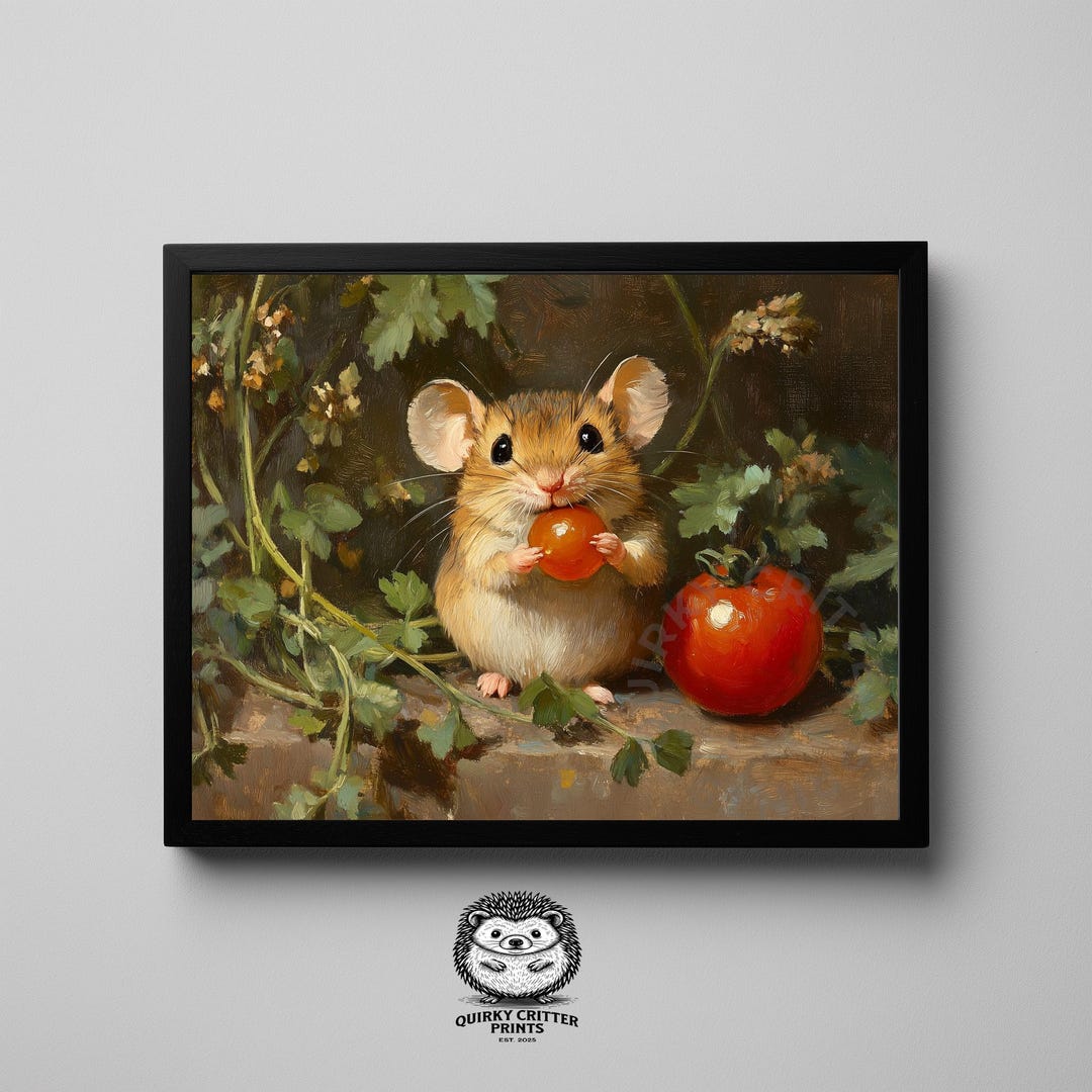 Rustic Cottage Mouse With Cherry Tomatoes - Printable Vintage Kitchen ...