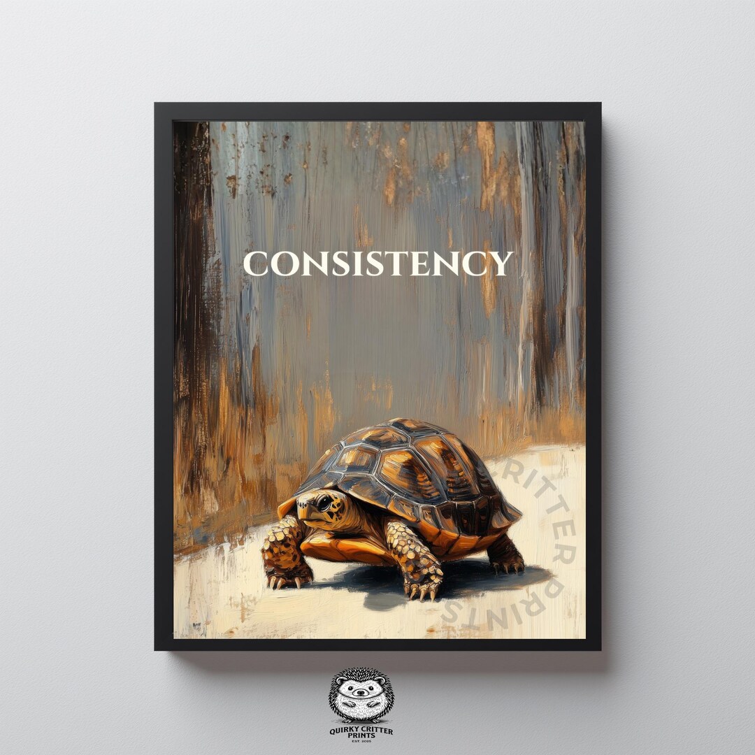 Tortoise Motivational Wall Art, Oil Painting Style Office Decor ...