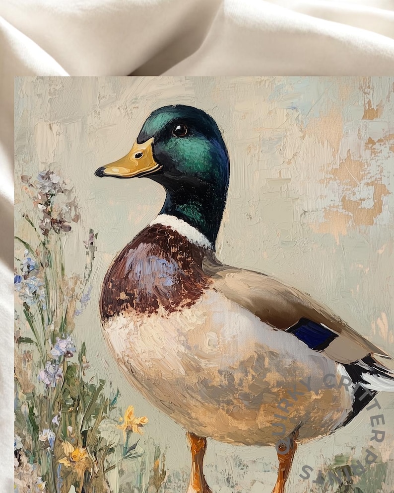 Rustic Mallard Duck Art, Cottagecore Farmhouse Wall Decor, Wildlife ...