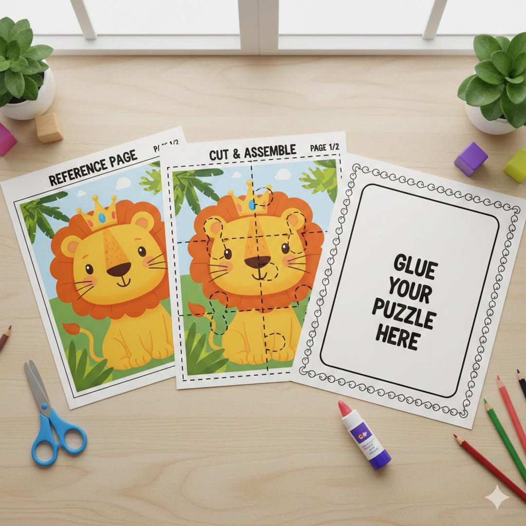 Forest Animals Scissor Skills Puzzle: Cut & Paste Activity (PDF Pattern ...