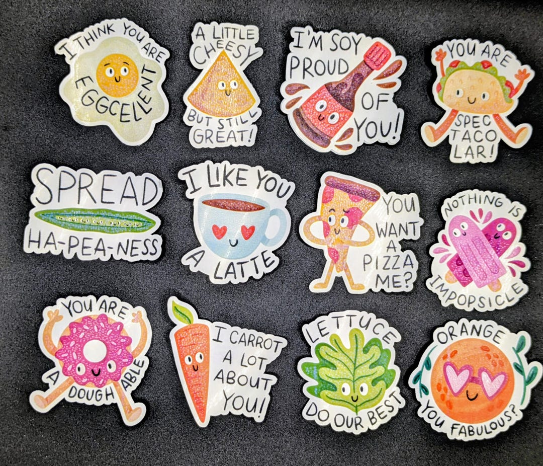 Positive Food Pun Stickers – Funny Encouragement & Valentine Pack - Etsy