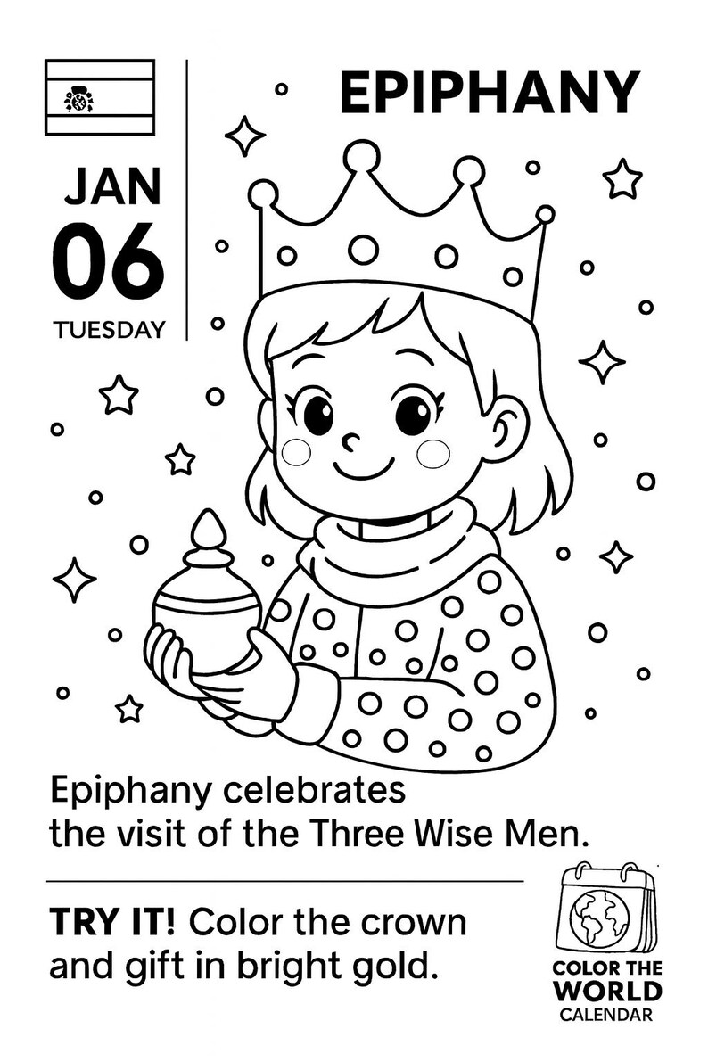 January 2026 Coloring Calendar for Kids | 31 Printable Holiday Pages ...