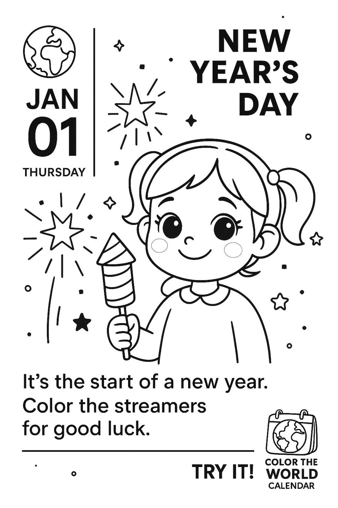 January 2026 Coloring Calendar for Kids | 31 Printable Holiday Pages ...
