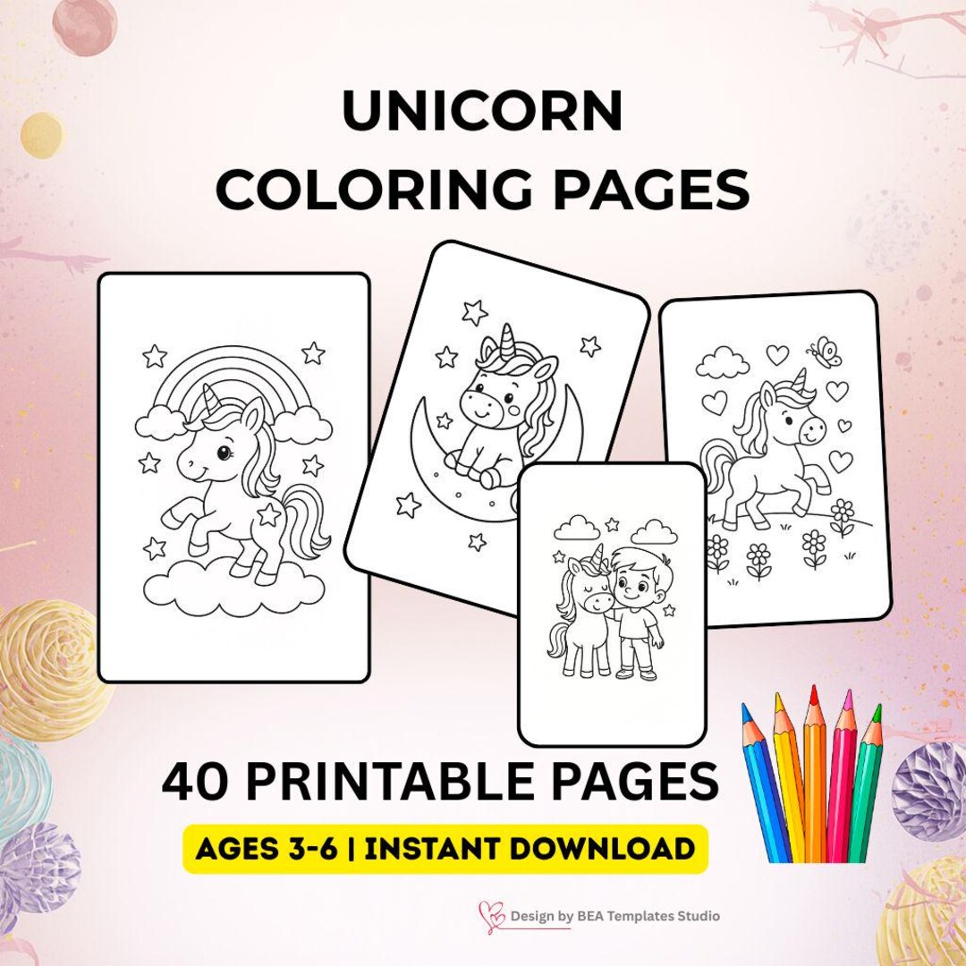 Unicorn Coloring Pages for Kids 3-6 Printable PDF | Easy Preschool ...