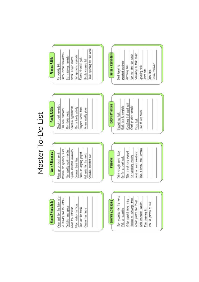 Master To-do List Printable | 4 Colors | A4 & US Letter | Instant ...