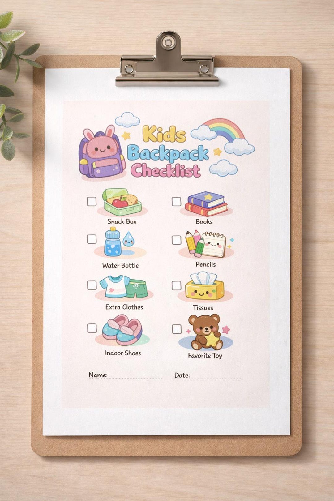 Kids Backpack Checklist Printable | Cute-kawaii School & Daycare ...