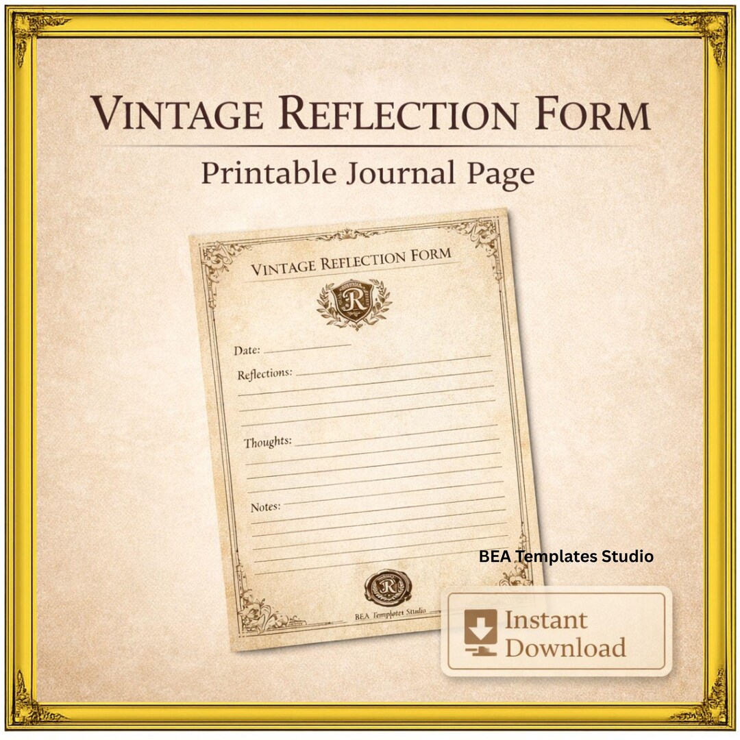 Vintage Reflection Form Printable | Journal Page | Daily Reflection ...