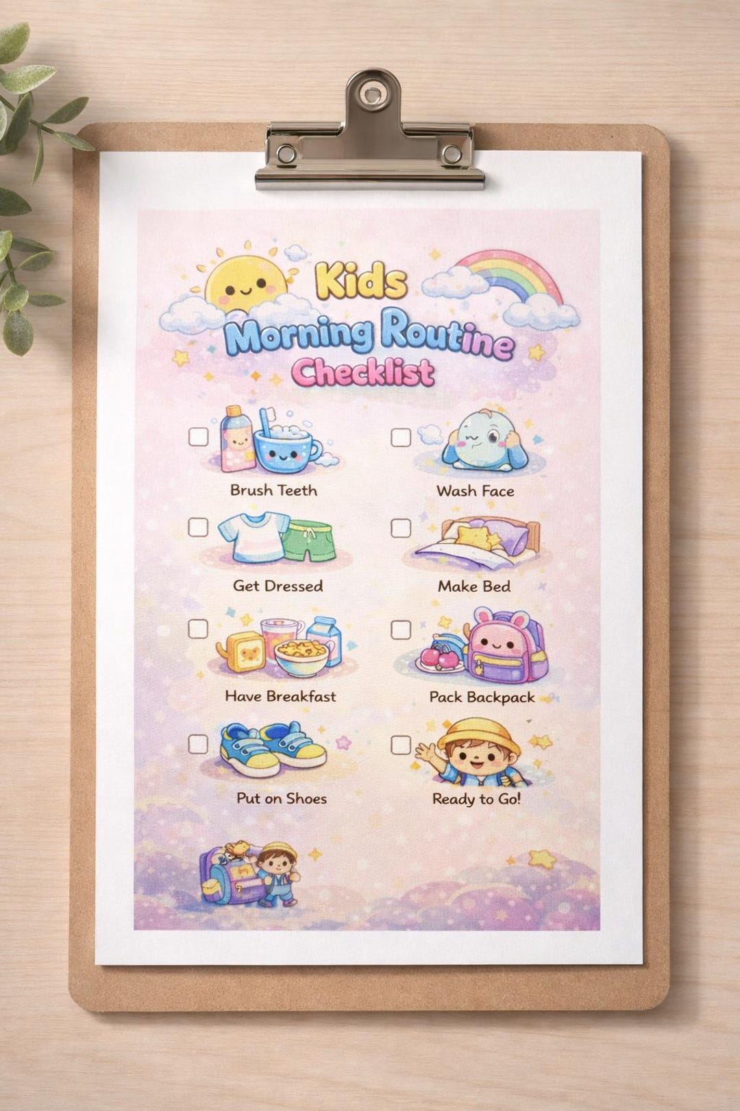 Kids Morning Routine Checklist Printable | Cute Kawaii Preschool ...