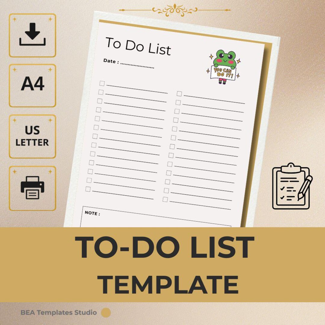 To Do List Printable PDF, Frog Daily Checklist for Children, Cute-chore ...