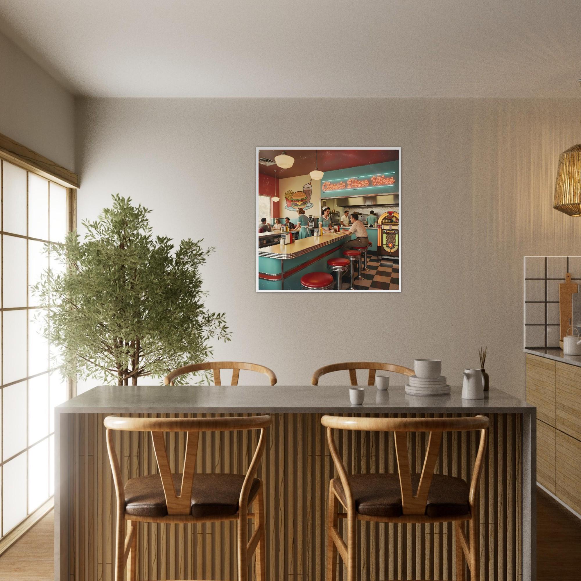Classic Diner Vibes Wooden Framed Poster – Timeless 50s Nostalgia for ...