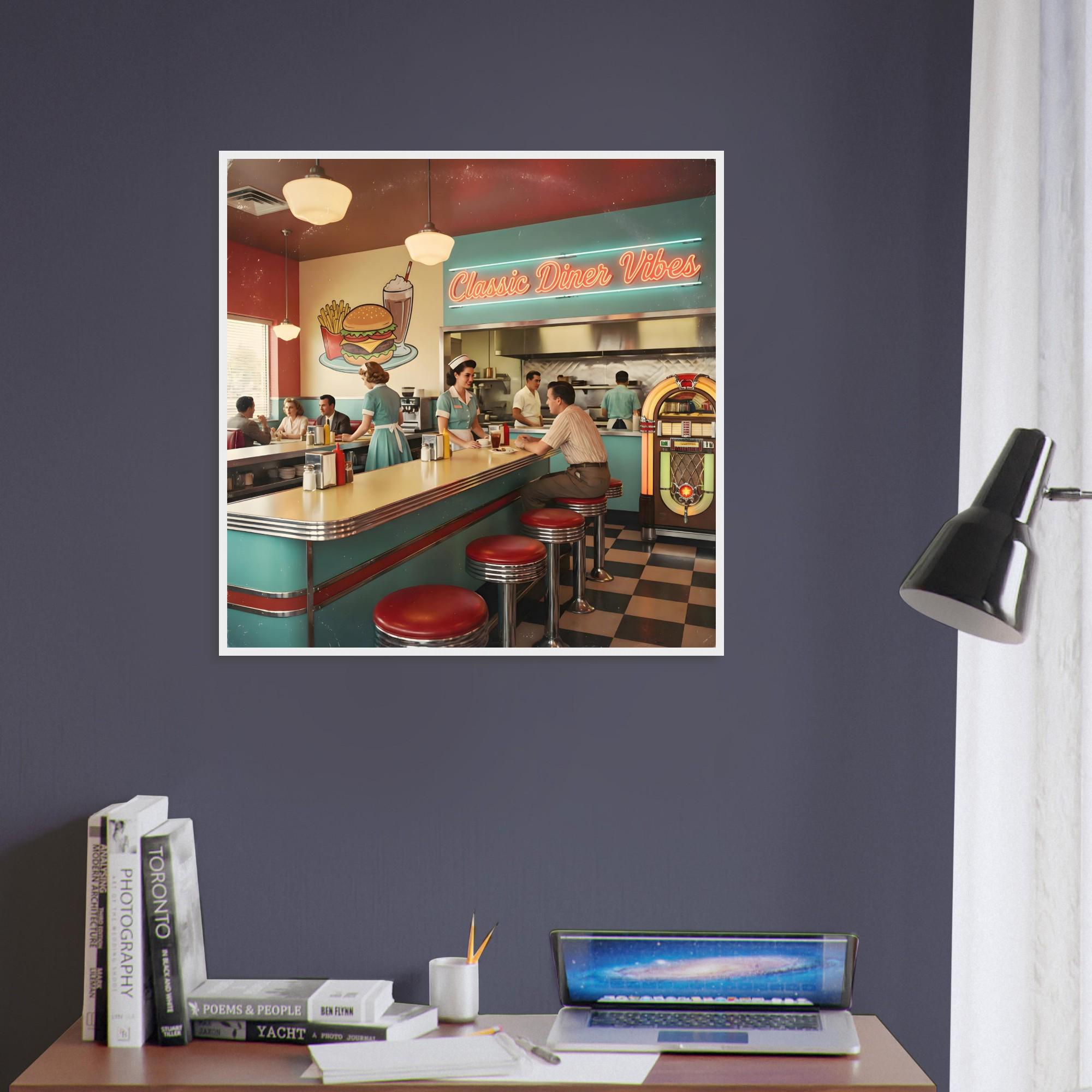 Classic Diner Vibes Wooden Framed Poster – Timeless 50s Nostalgia for ...