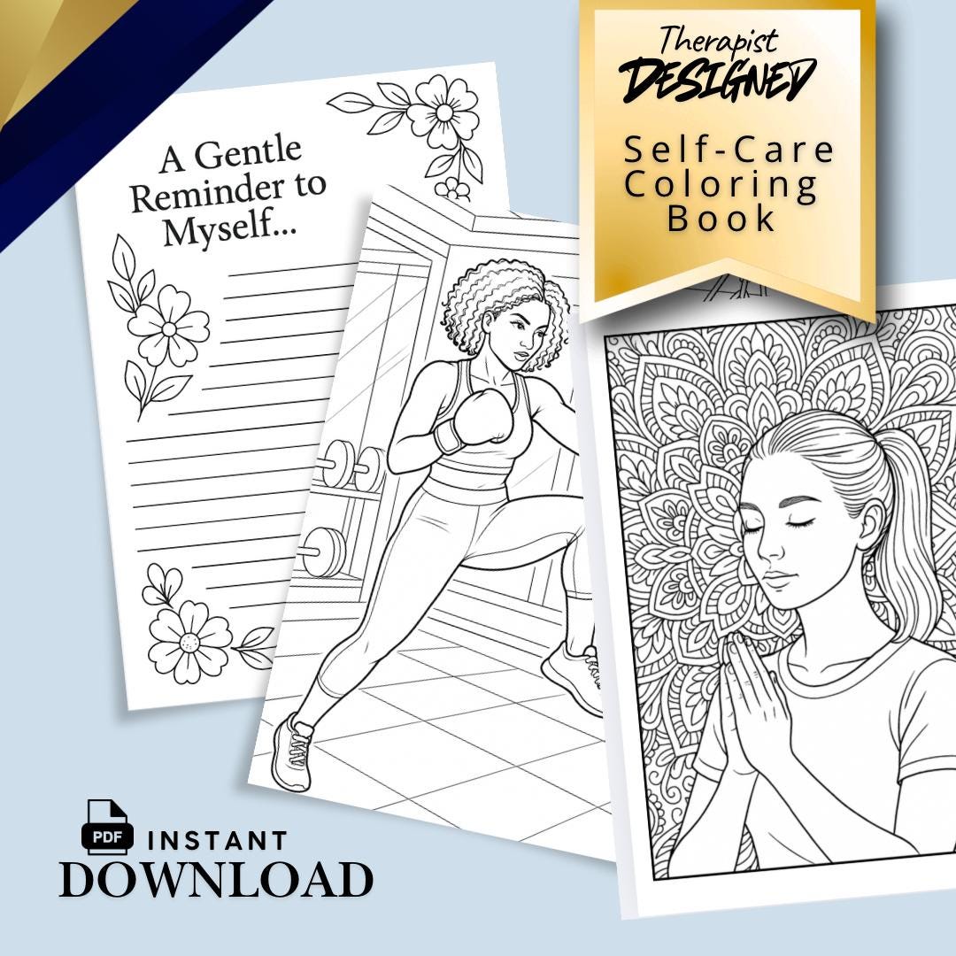 Self-care Coloring Book Printable for Adults | Therapist-created ...
