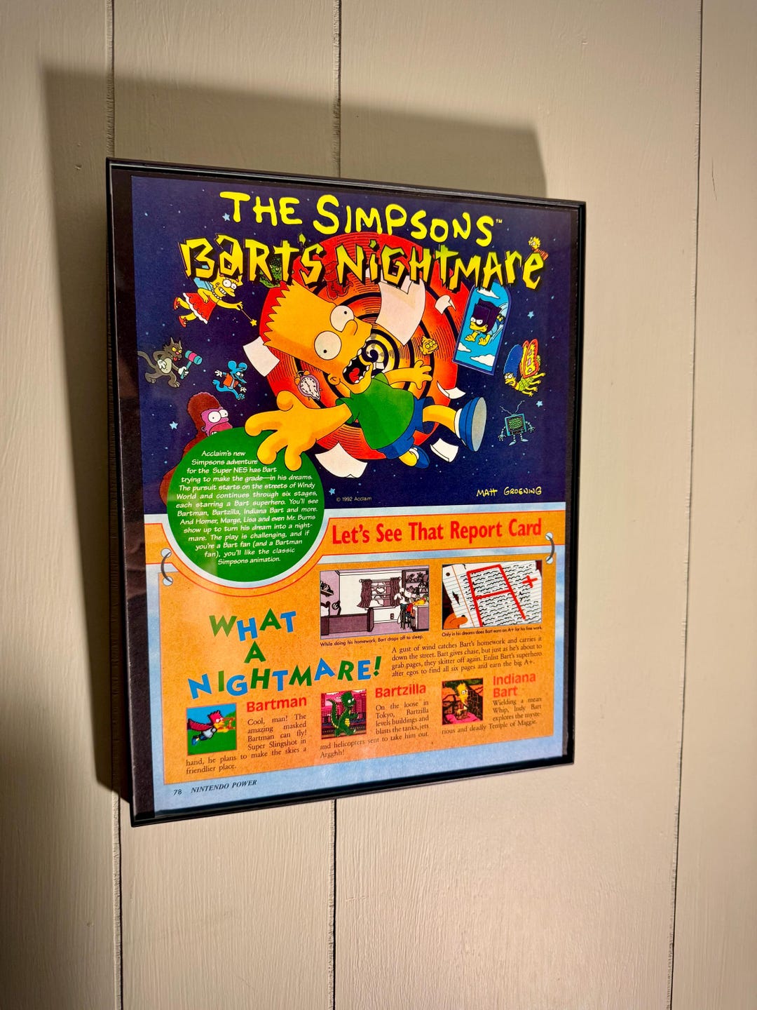 The Simpson’s Barts Nightmare (1992) 8.5x11 Vintage Framed Authentic ...