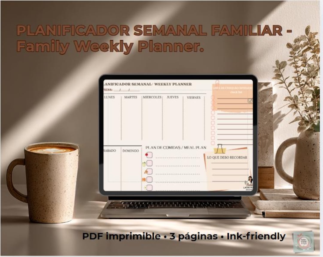 Planificador Semanal Familiar Imprimible | Family Weekly Planner ...