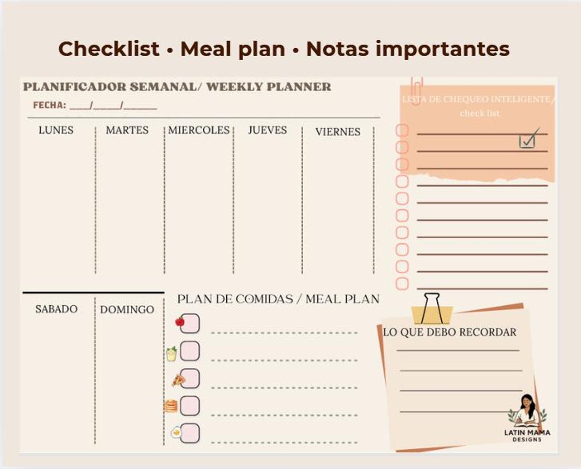 Planificador Semanal Familiar Imprimible | Family Weekly Planner ...
