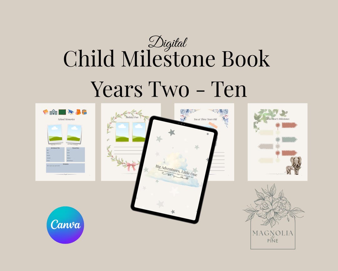 Digital Baby Book - Child's Milestones From Year Two Through Ten - Etsy