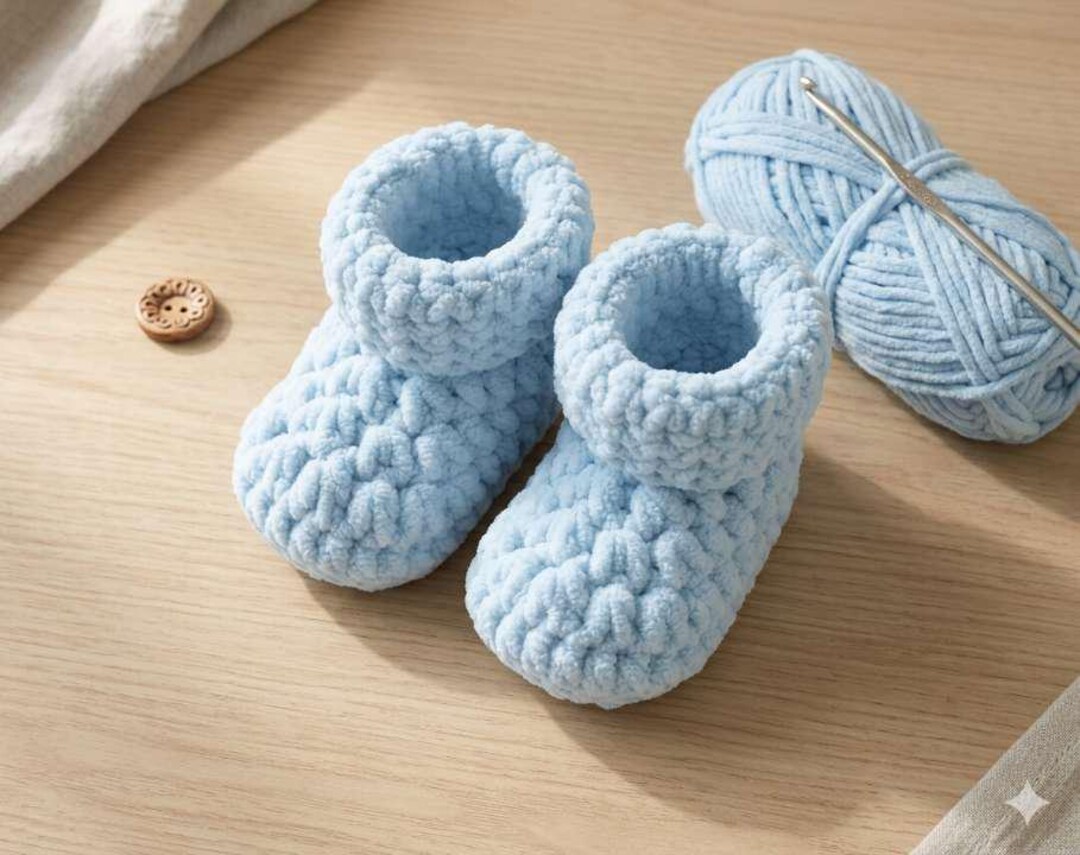 Chunky Velvet Crochet Baby Booties Pattern, Easy Newborn Loafers (PDF ...
