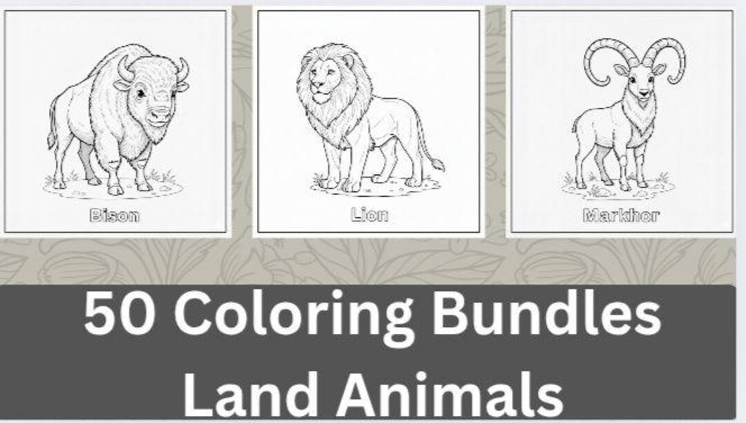 Land Animals Coloring Pages | 50 Kids Activity Sheets (instant Download ...