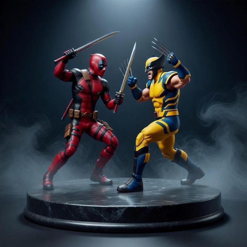 Deadpool Vs Wolverine STL File, 3D Battle Diorama Model (digital ...