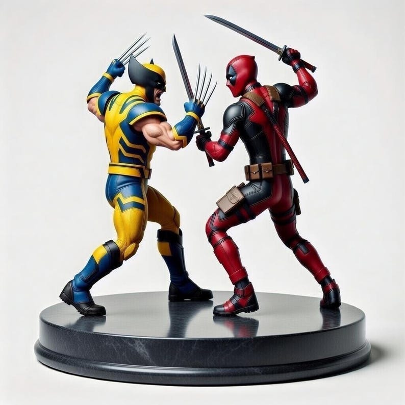 Deadpool Vs Wolverine STL File, 3D Battle Diorama Model (digital ...