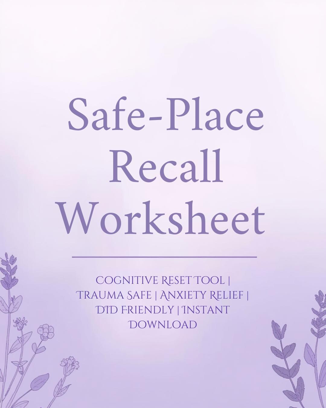 Safe-place Recall Worksheet | Trauma-safe Grounding Tool | Anxiety ...
