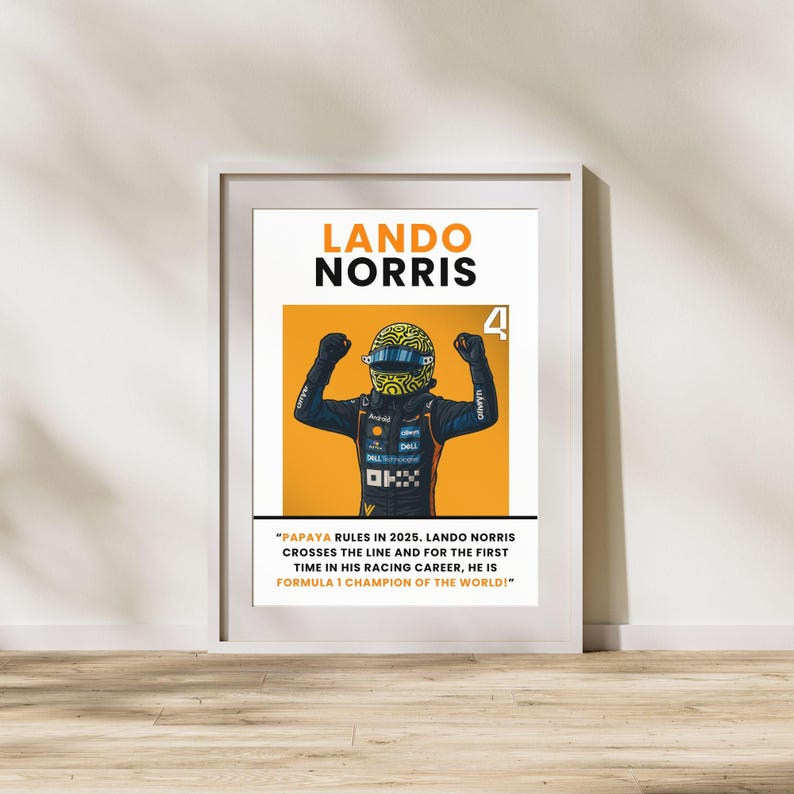 Lando Norris Formula 1 Champion | F1 Wall Art Poster | Digital Download ...