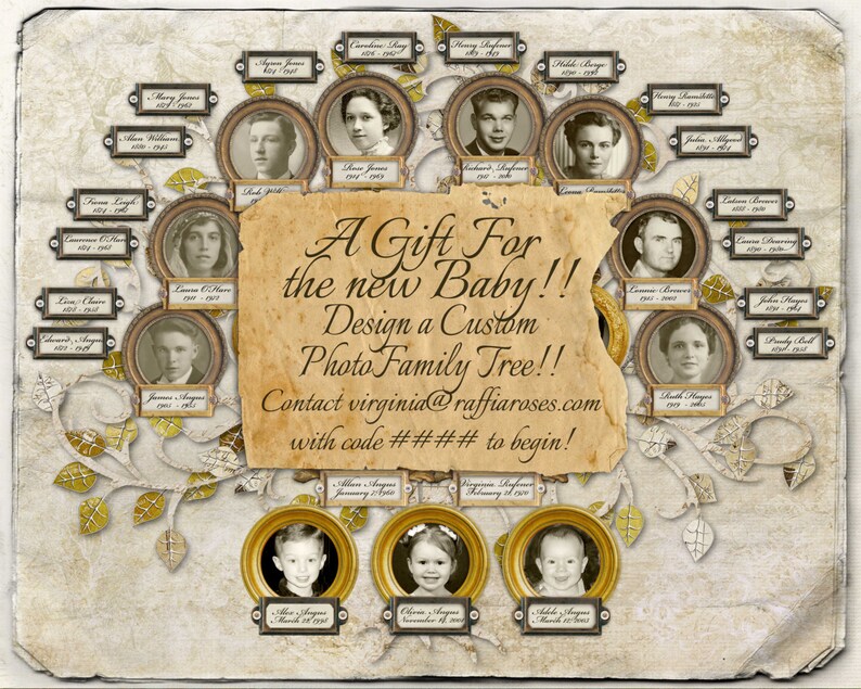 Wedding Family Tree Design With 14 Photos in Gold | Etsy
