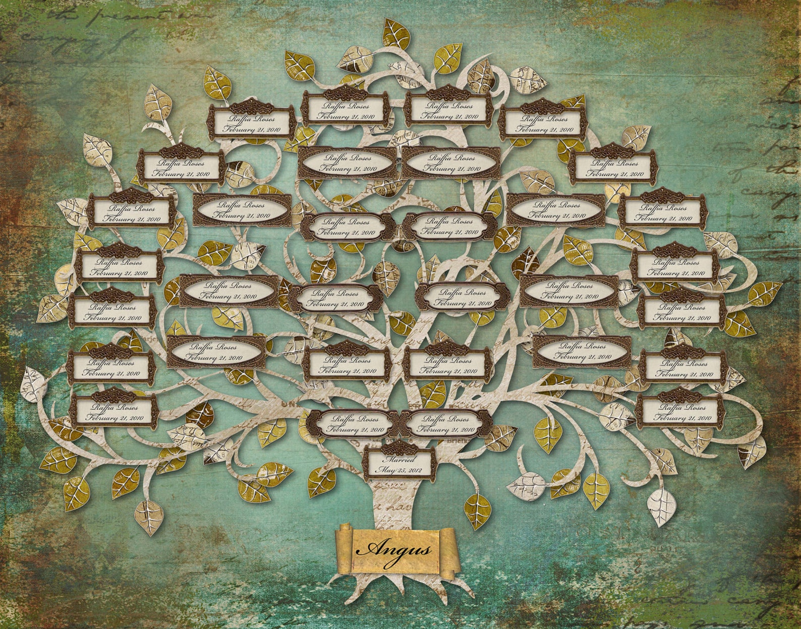 Family Tree - Custom With 33 Labels - Blue - Etsy
