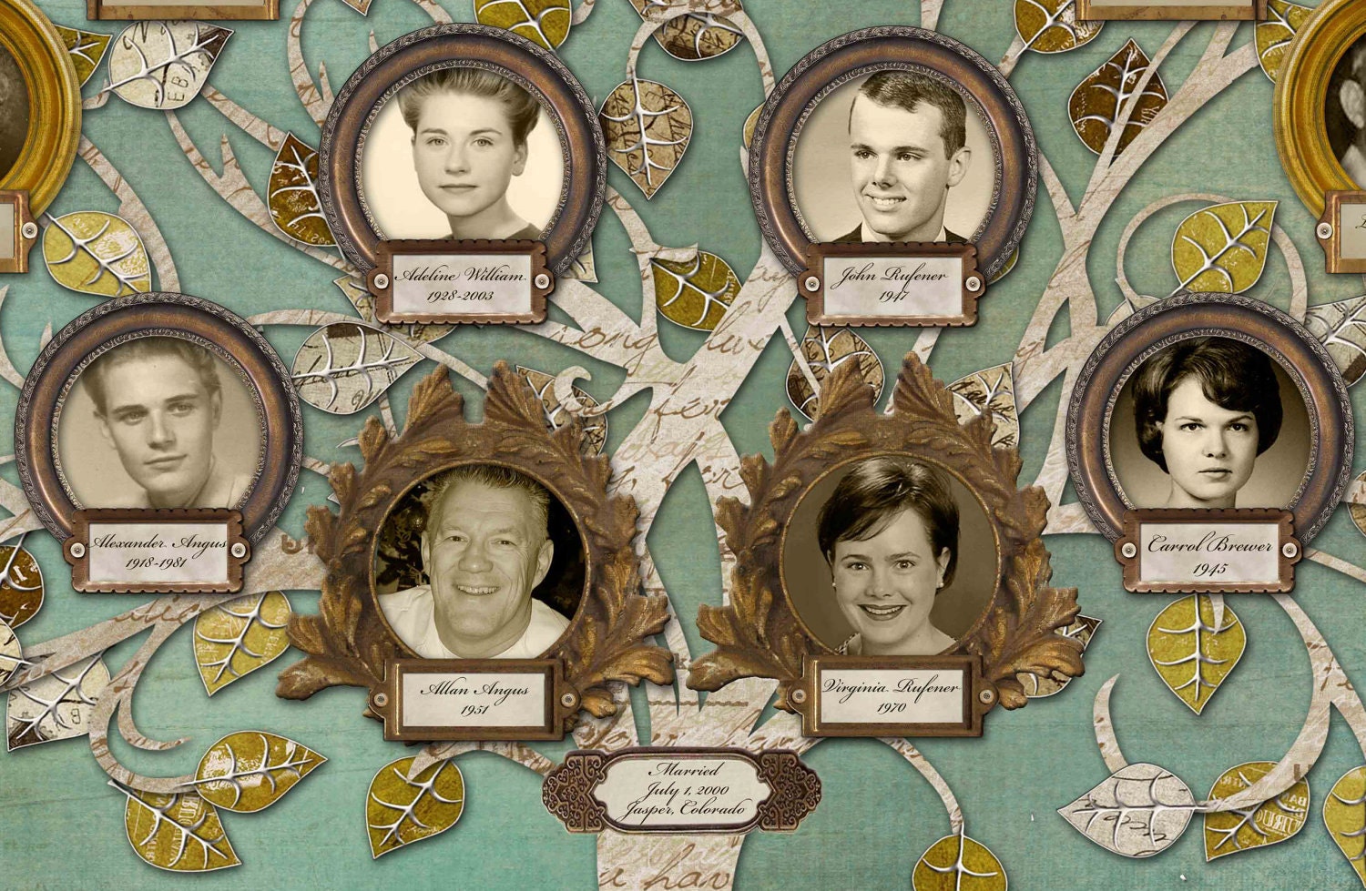 Wedding Family Tree Four Generation Custom Tree with 14 | Etsy