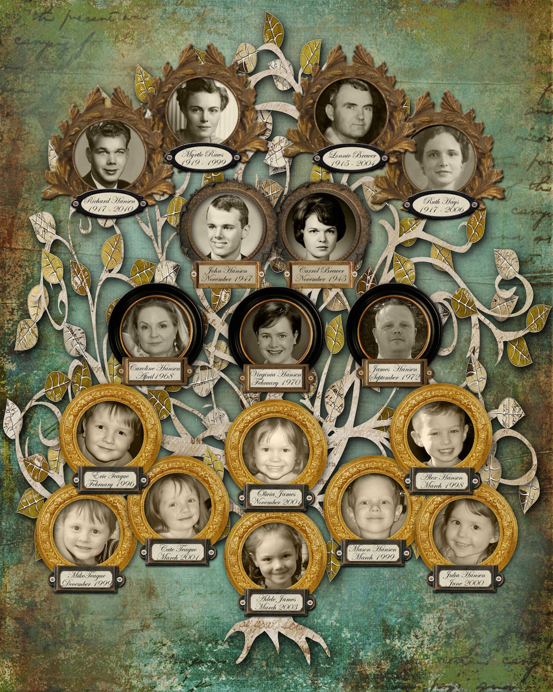 Mother's Day Tree Family Tree Design Custom with 17 | Etsy