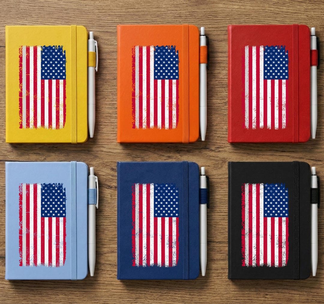 Distressed American Flag Notebook, Patriotic Hardcover Journal, Vintage ...